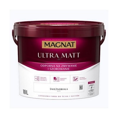 MAGNAT Ultra Matt 10L Farba Biała Lateksowa do ścian i sufitów
