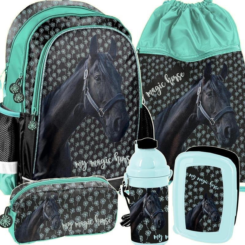 Duży Komplet Plecak do Szkoły dla Dziewczyny w Konie [PP19KN-081] iplecaki.pl