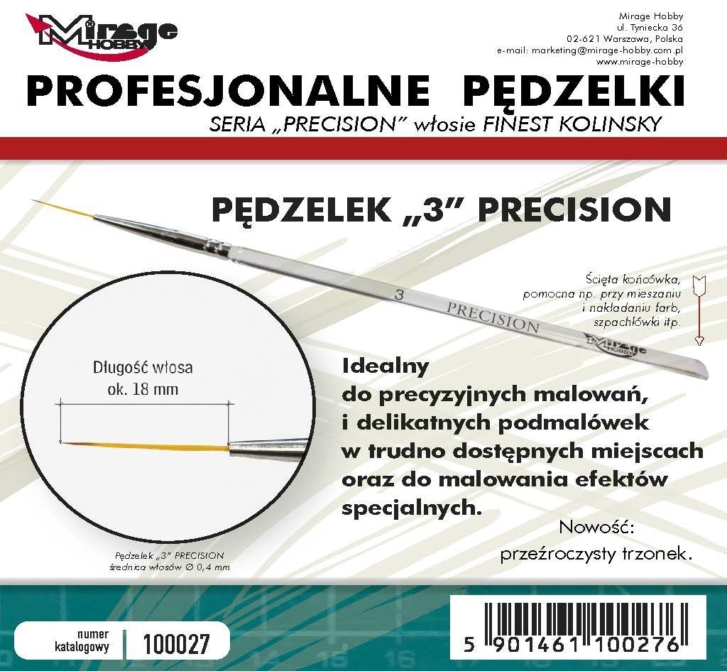 PĘDZEL MIRAGE 100027 PRECISION KOLINSKY nr 3 (finest)