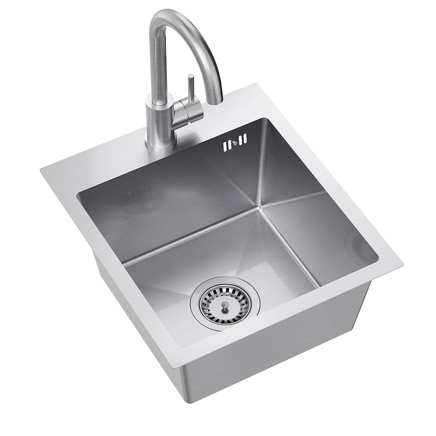 Quadron Luke 90 zlewozmywak stalowy z baterią Kate 40x45 cm - Foxhurt