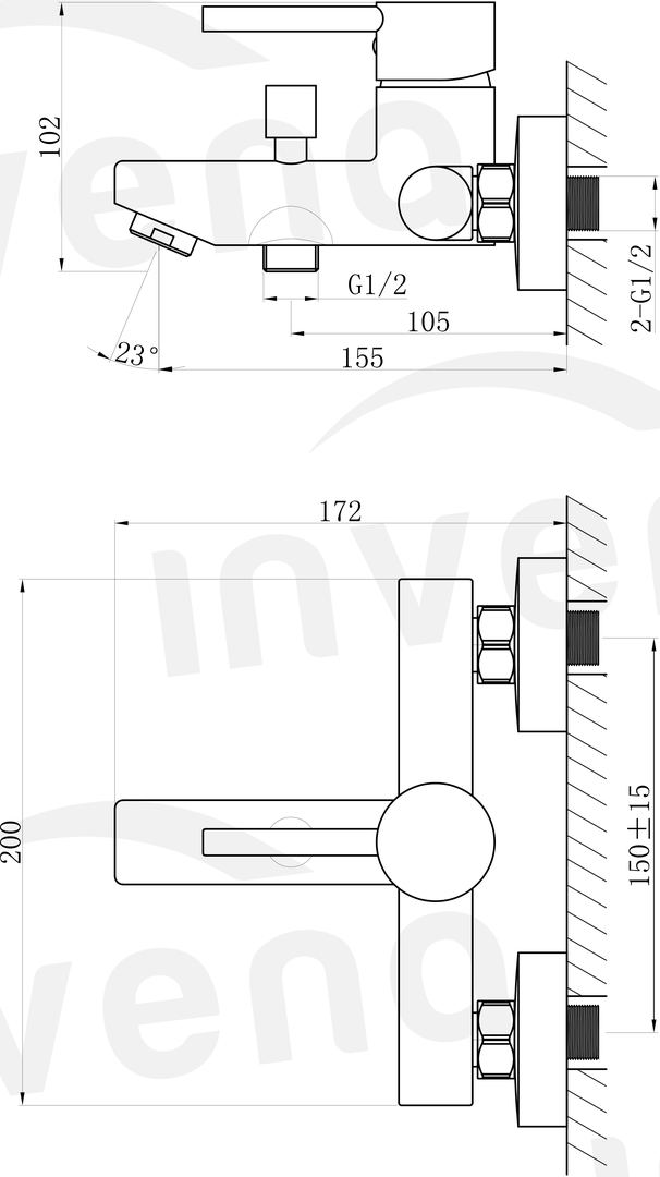 Invena Dafni Bateria wannowa czarna - Bathroom faucets & showers ...