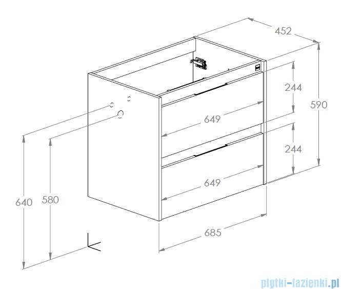 Roca Alpine szafka 68x45x59 cm BIAŁY POŁYSK A857864806 - plytki-lazienki