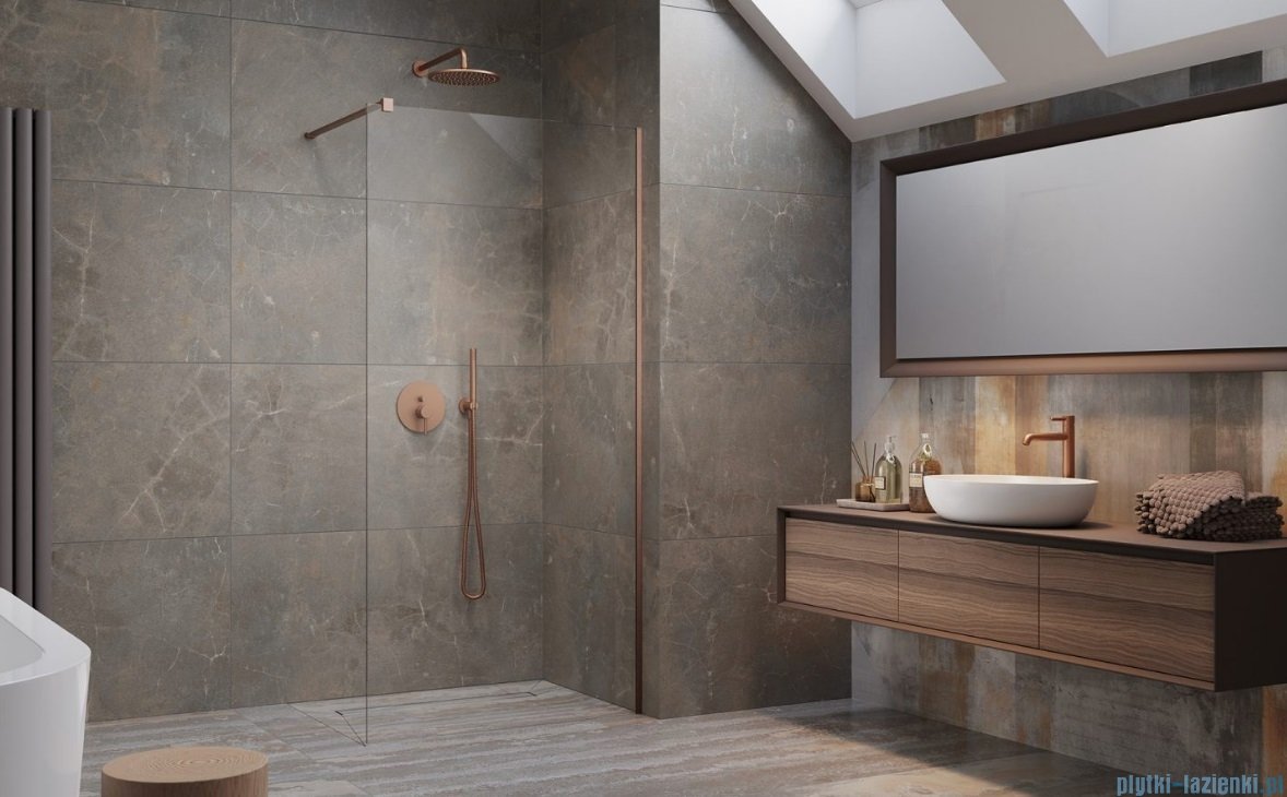 Radaway Modo New II Brushed Copper kabina Walk-in 110x200 szczotkowana ...