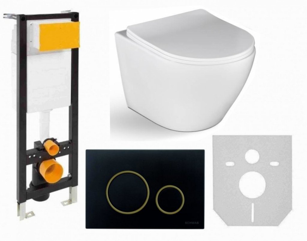 Zestaw stelaż podtynkowy Super Slim 35 Rimless Eco Box + Round Czarny ...