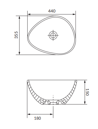 Umywalka ceramiczna nablatowa MODUO 45 nieregularna antracyt - Umywalki ...
