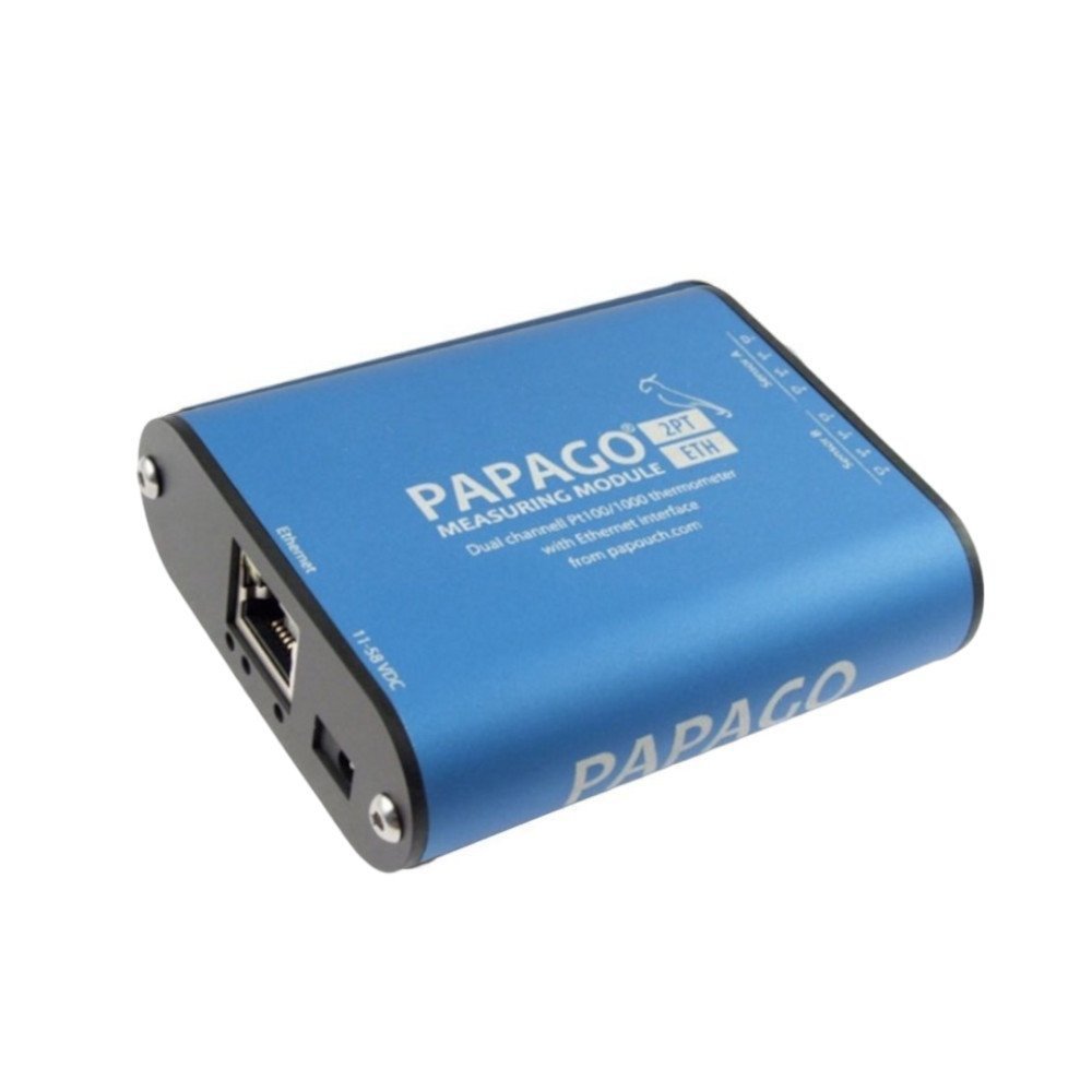 Papouch 2PT_ETH PAPAGO moduł pomiarowy internetowy dwukanałowy zasilanie PoE, Pt100, Modbus TCP ...