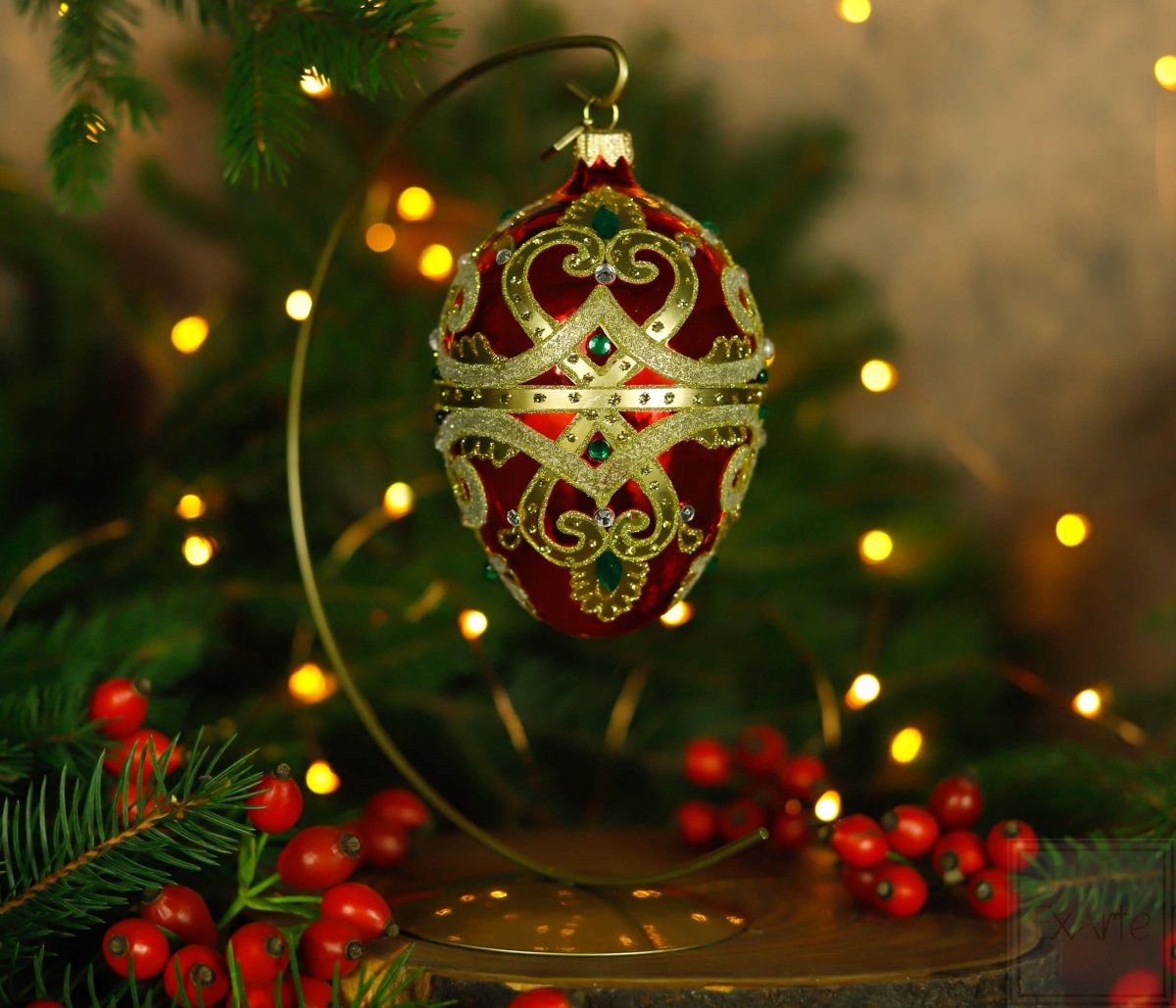 Christmas ornament Egg 13cm - Golden volutes - Egg baubles Faberge ...