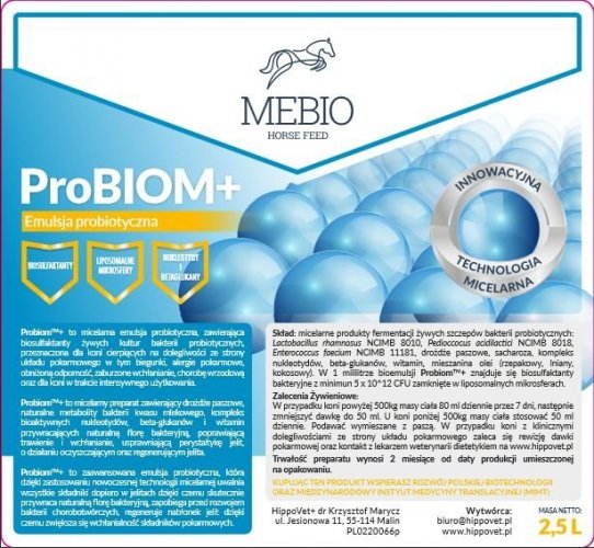 ProBIOM+ emulsja probiotyczna 2,5l - ST HIPPOLYT