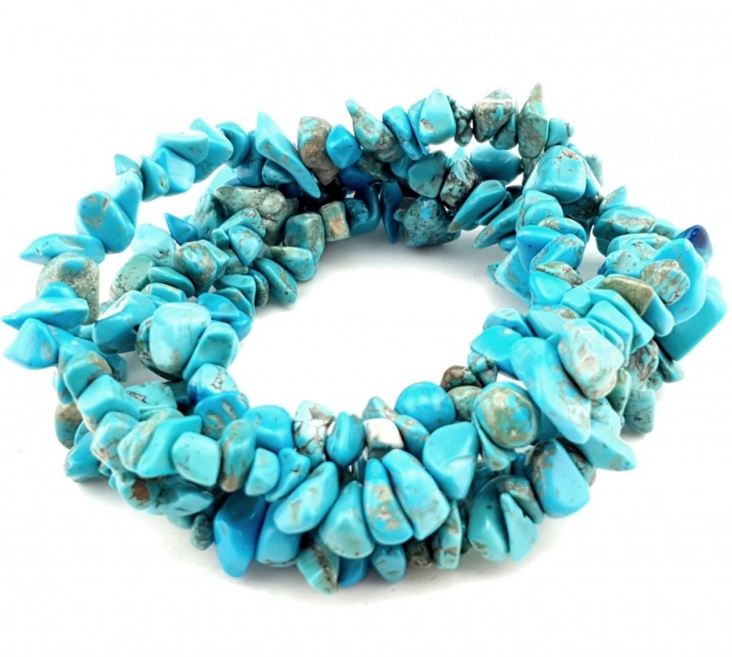 x34 Turkus kamień naturalny sieczka drobna 5-7mm sznur 80cm ...