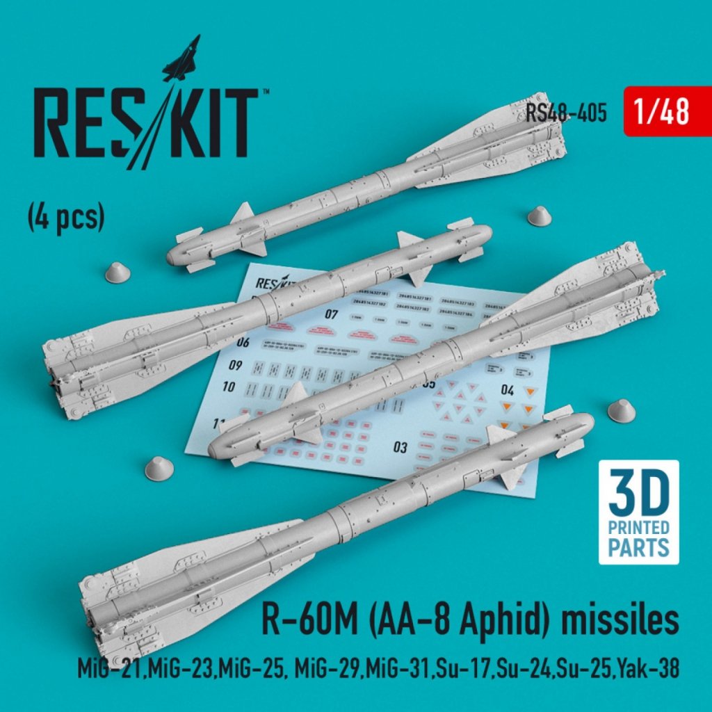 RESKIT RS48-0405 R-60М (AA-8 APHID) MISSILES (4 PCS) (MIG-21,MIG-23,MIG ...