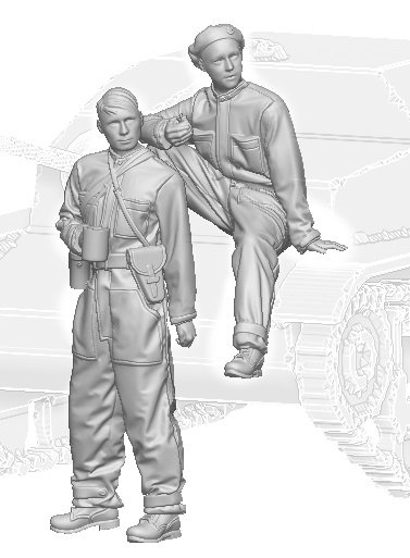 Glowel Miniatures 35934 TKS crew resting (2 Figures, 3D Printed) 1 35 ...