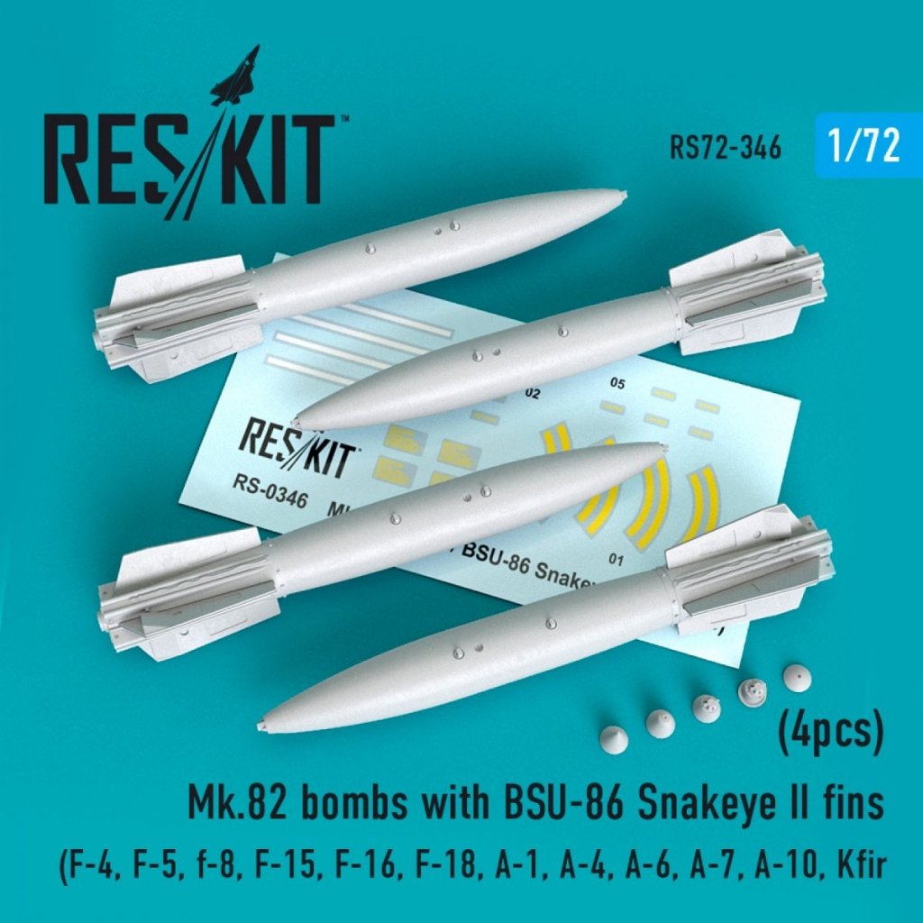 RESKIT RS72-0346 MK.82 BOMBS WITH BSU-86 SNAKEYE II FINS (4PCS) 1 72 ...
