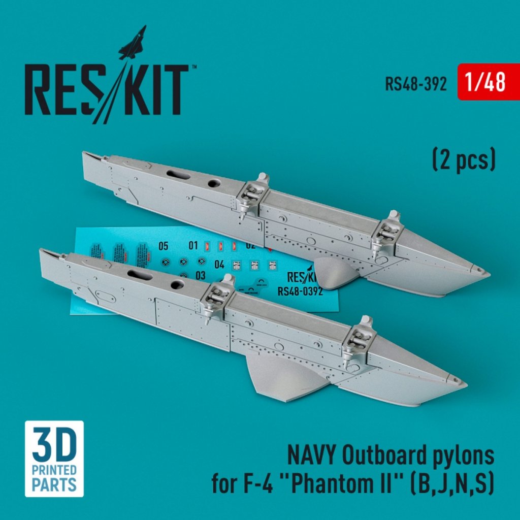RESKIT RS48-0392 NAVY OUTBOARD PYLONS FOR F-4 PHANTOM II (B,J,N,S) (2 ...