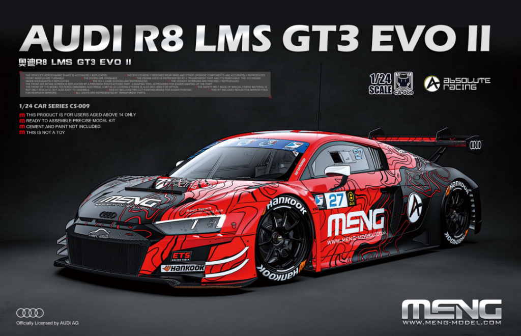 Meng Model CS-009 Audi R8 LMS GT3 EVO II Absolute Racing 1 24 - 1:24 ...
