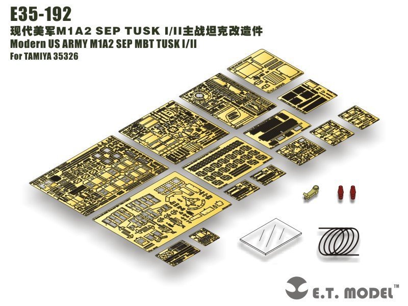 E.T. Model E35-192 Modern US ARMY M1A2 SEP MBT TUSK I II (For TAMIYA ...