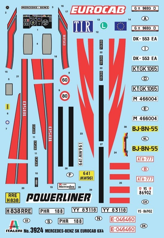 Italeri 3924 MERCEDES-BENZ SK EUROCAB 6x4 (1:24) - 1:24 - Car models