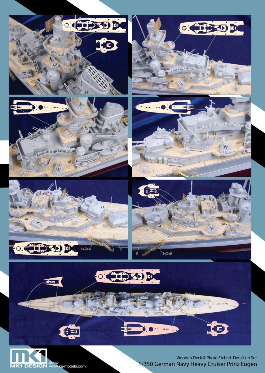 MK1 Design MD-35009 Prinz Eugen Wooden Deck TRU 1 350 - skala 1:350 ...