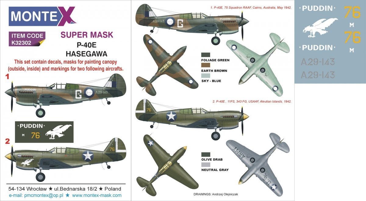 Montex K32302 P-40E 1 32 - scale 1:32 - Super Mask - Montex - Painting ...