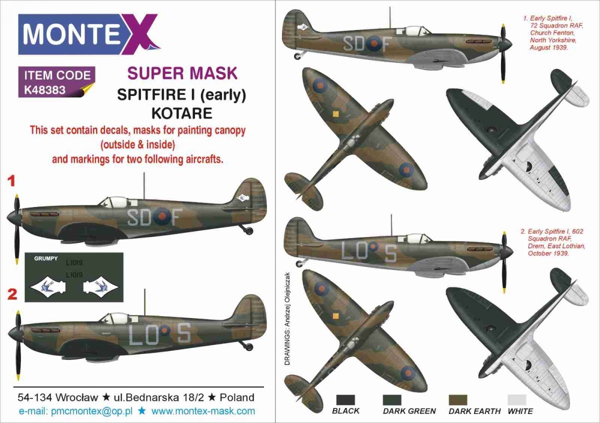 Montex K32383 SPITFIRE I EARLY for KOTARE 1 32 - scale 1:32 - Super ...