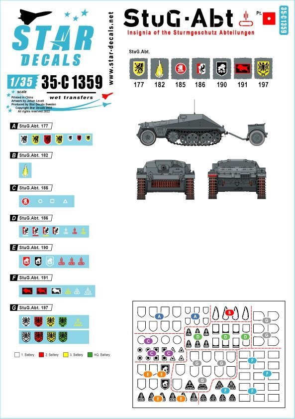 Star Decals 35-C1359 StuG-Abt 1 Generic insignia and unit markings for ...