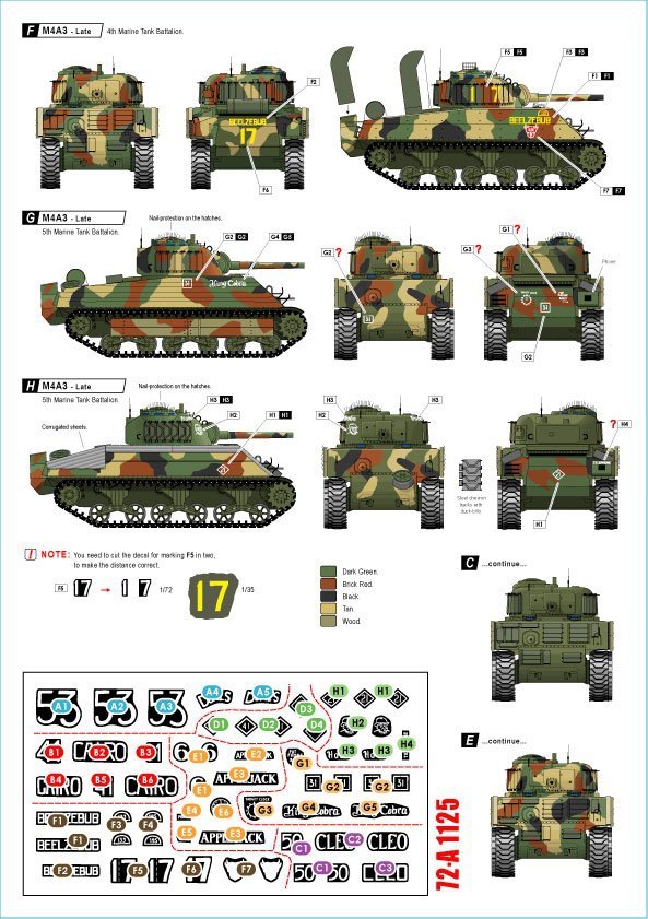 Star Decals 72-A1125 US PACIFIC WARS - IWO JIMA USMC Sherman tanks 1 72 ...