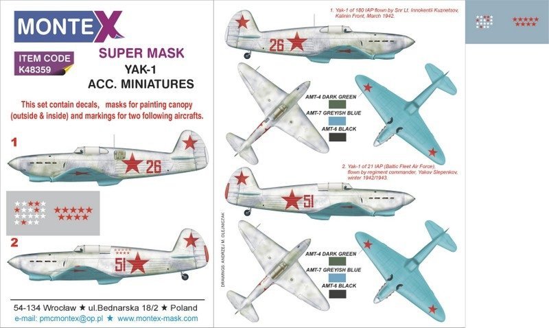 Montex K48359 Yak-1 1 48 - scale 1:48 - Super Mask - Montex - Painting ...