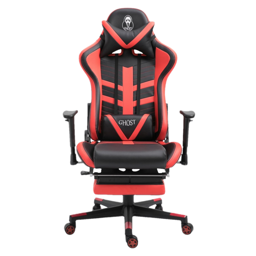 Fotel gamingowy rozkładany z podnóżkiem GHOST-SIX czarno-czerwony