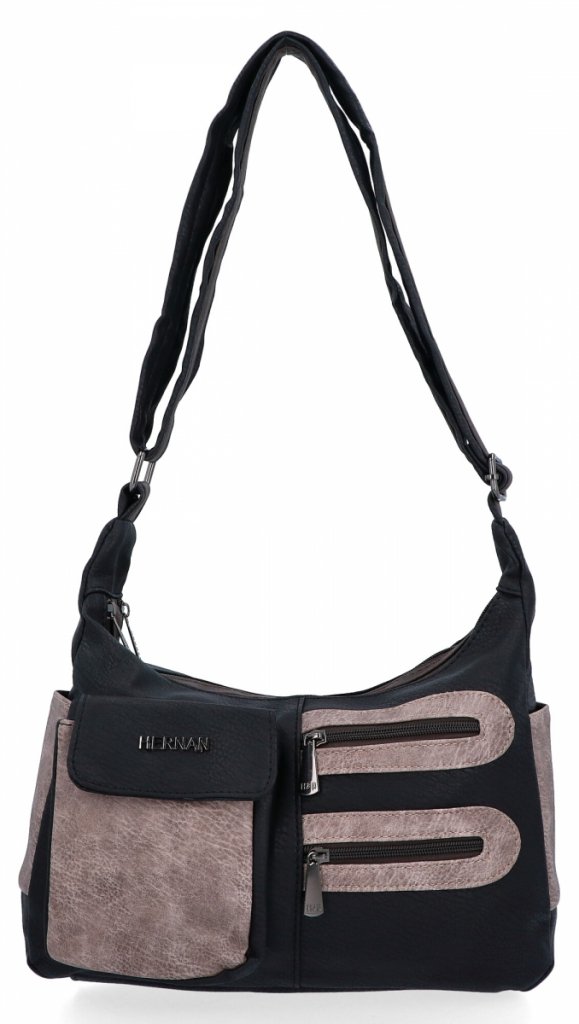 Miejska Torebka Damska Listonoszka firmy Hernan 042-1 Czarna/Ziemista ...