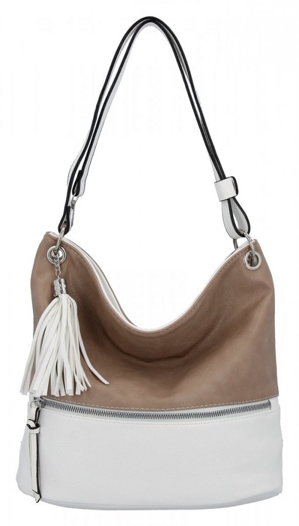 Uniwersalna Torebka Damska firmy Hernan HB0151 Ciemno Beżowa/Biała ...