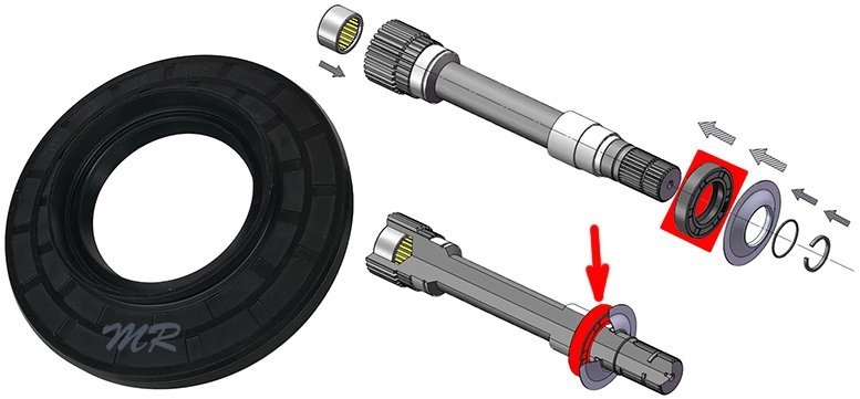 Uszczelniacz półosi przedniego mostu 215MM RAM 1500 2012- - 2012 ...