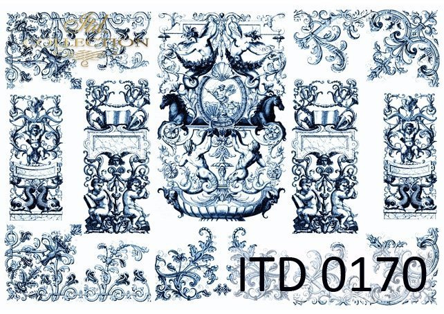 Decoupage paper ITD 0170 - decoupage classical paper ornaments ...