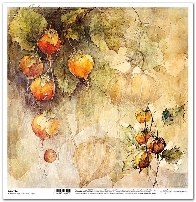 scrapbooking paper SL1461* autumn views, plants, bellows, autumn, leaves