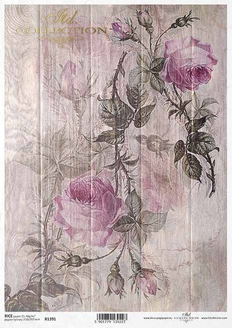 Rice paper R1391 - Paper for decoupage rice * flowers, roses on boards