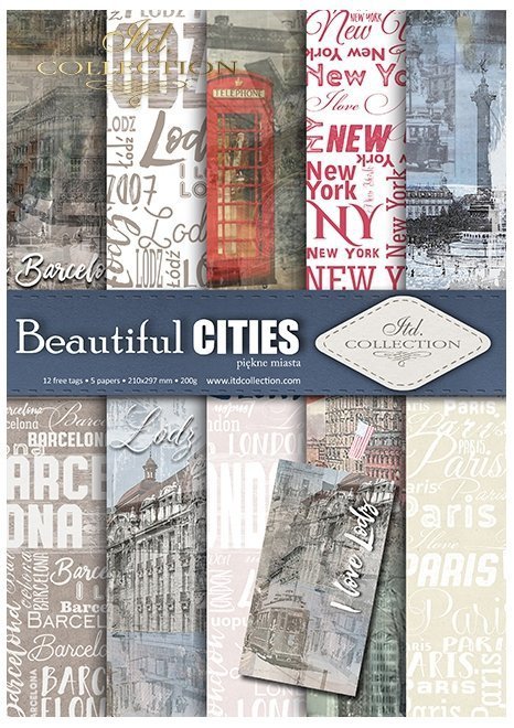 Scrapbooking papers SCRAP-044 Beautiful Cities - collages with ...