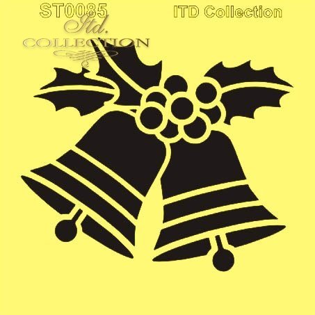Stencil 16x16 cm Template Scrapbooking Decoupage ST0085 Christmas bells winter decorations for Christmas