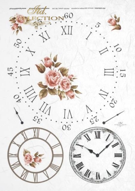 Rice paper R144 - clocks and flowers