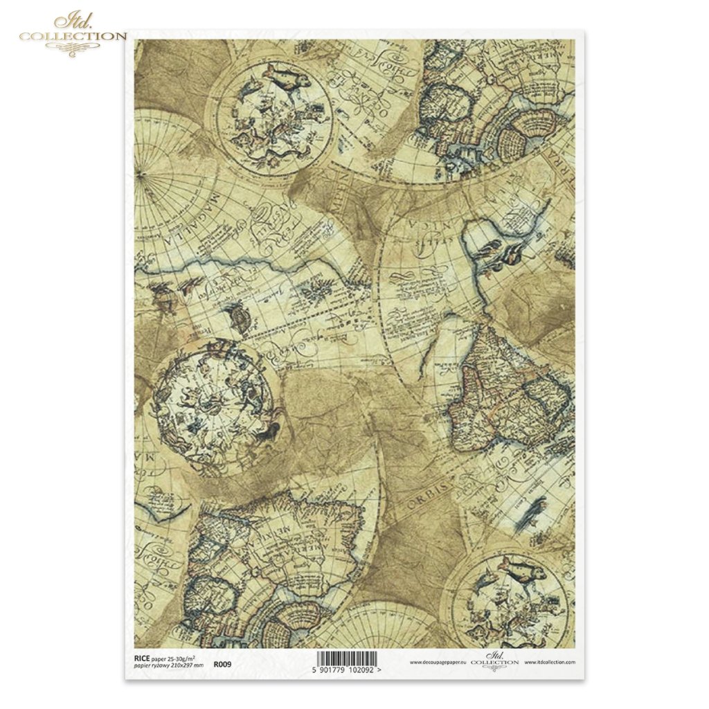 Rice paper R009 - Itd Collection decoupage paper - old maps