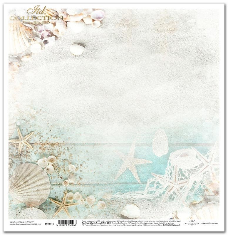 scrapbooking paper SL685-1 * Tropical dreams - sand, seashells ...