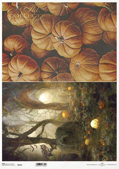 Rice paper A3 R0970L - Series - Halloween - dark forest, ghosts ...