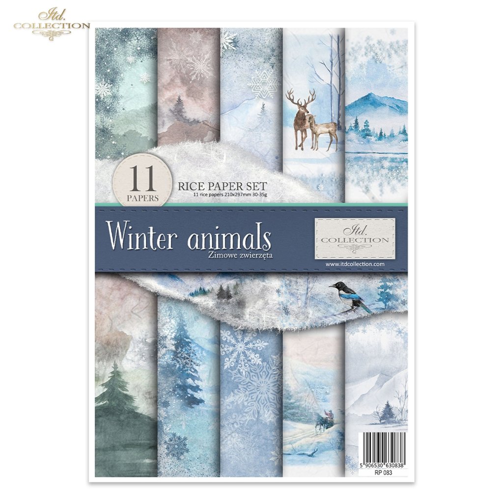 Papiery ryżowe zestaw kreatywny RP083 Winter animals * Zimowe zwierzęta ...
