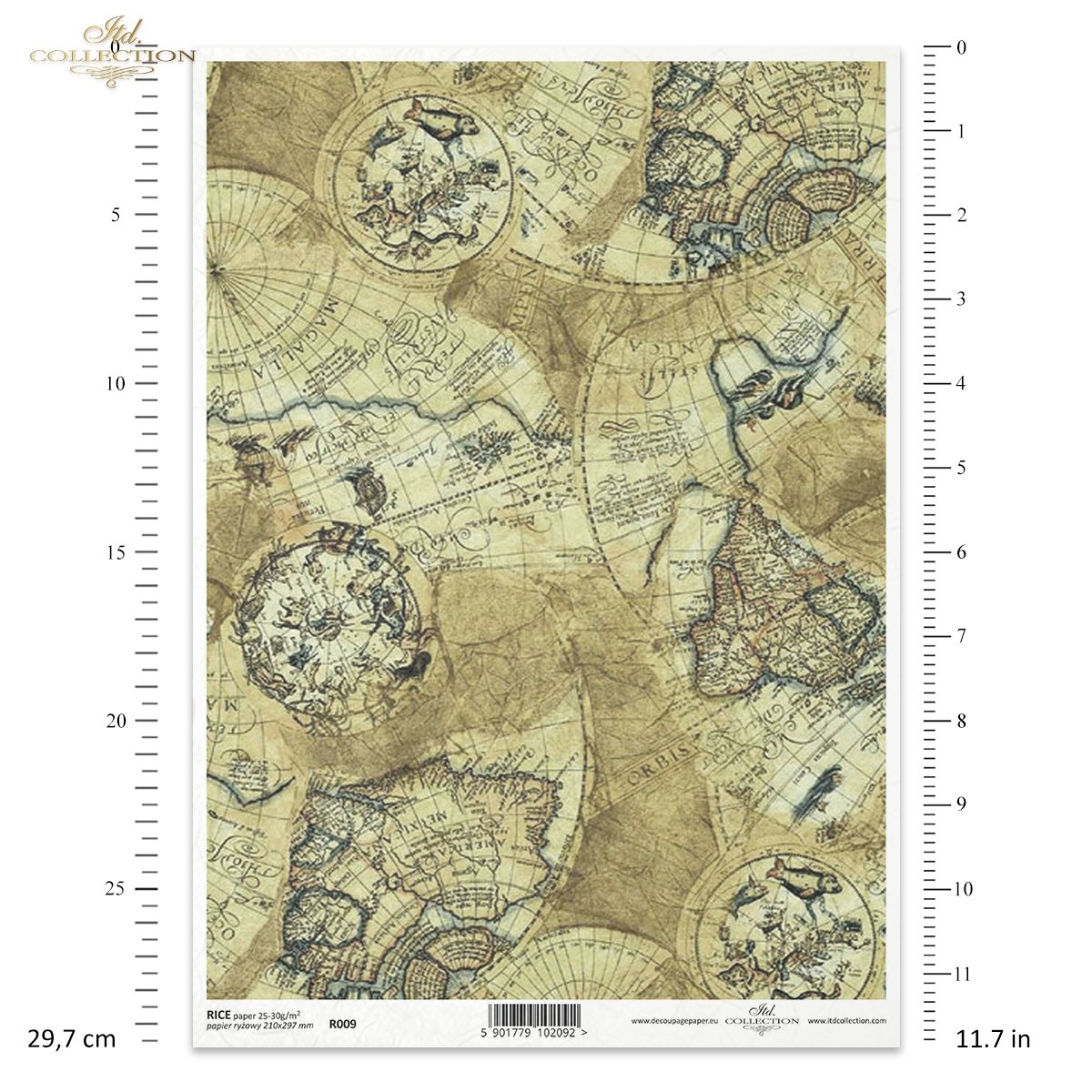Rice paper R009 - Itd Collection decoupage paper - old maps
