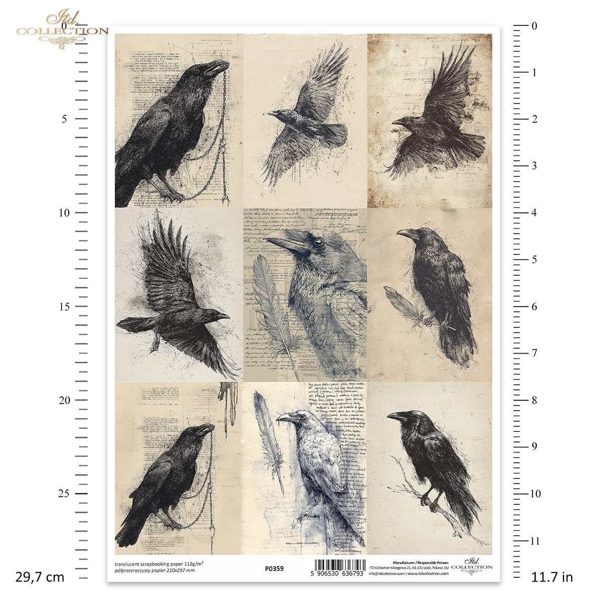 translucent scrapbooking paper P0359 Light & Shadow * Graphics, ravens ...