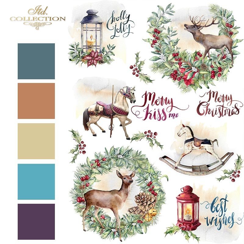 Rice paper A3 R0483L - Christmas in red * Christmas, festive ...