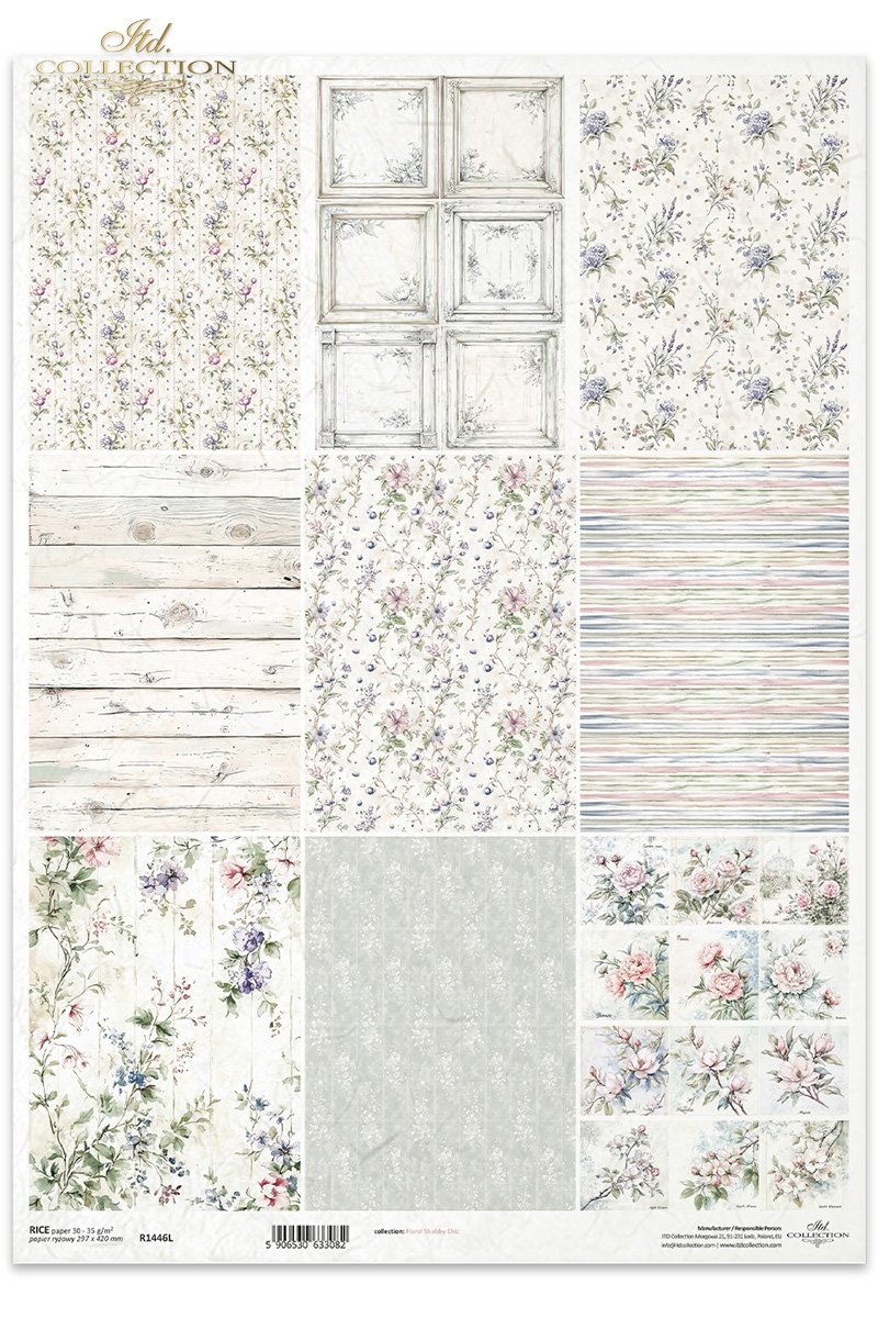 Papel Decoupage Arroz A3 R1446L * Floral Shabby Chic * vintage ...