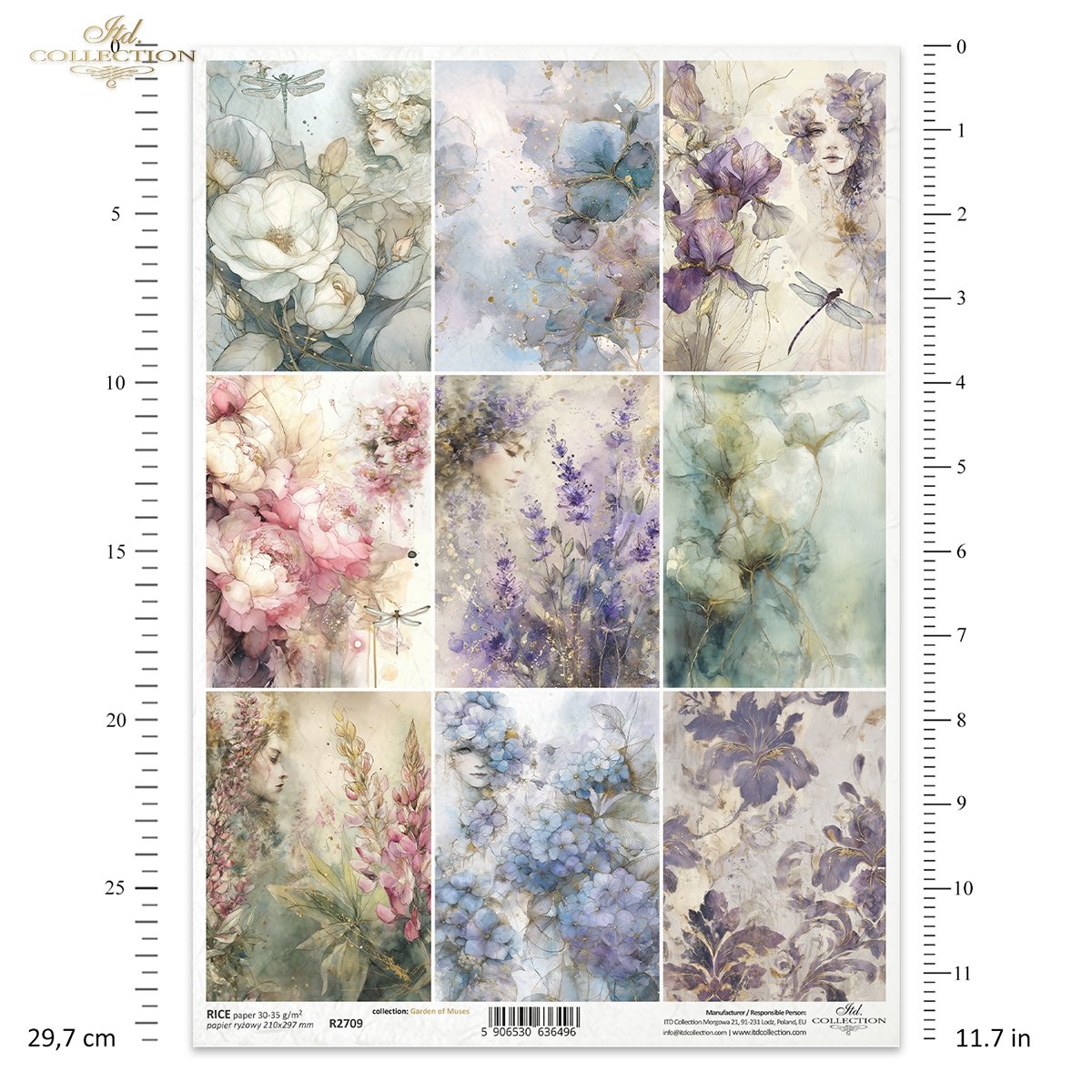 papier ryżowy do decoupage R2709 * dekoracyjne wzory, motywy kwiatowe ...